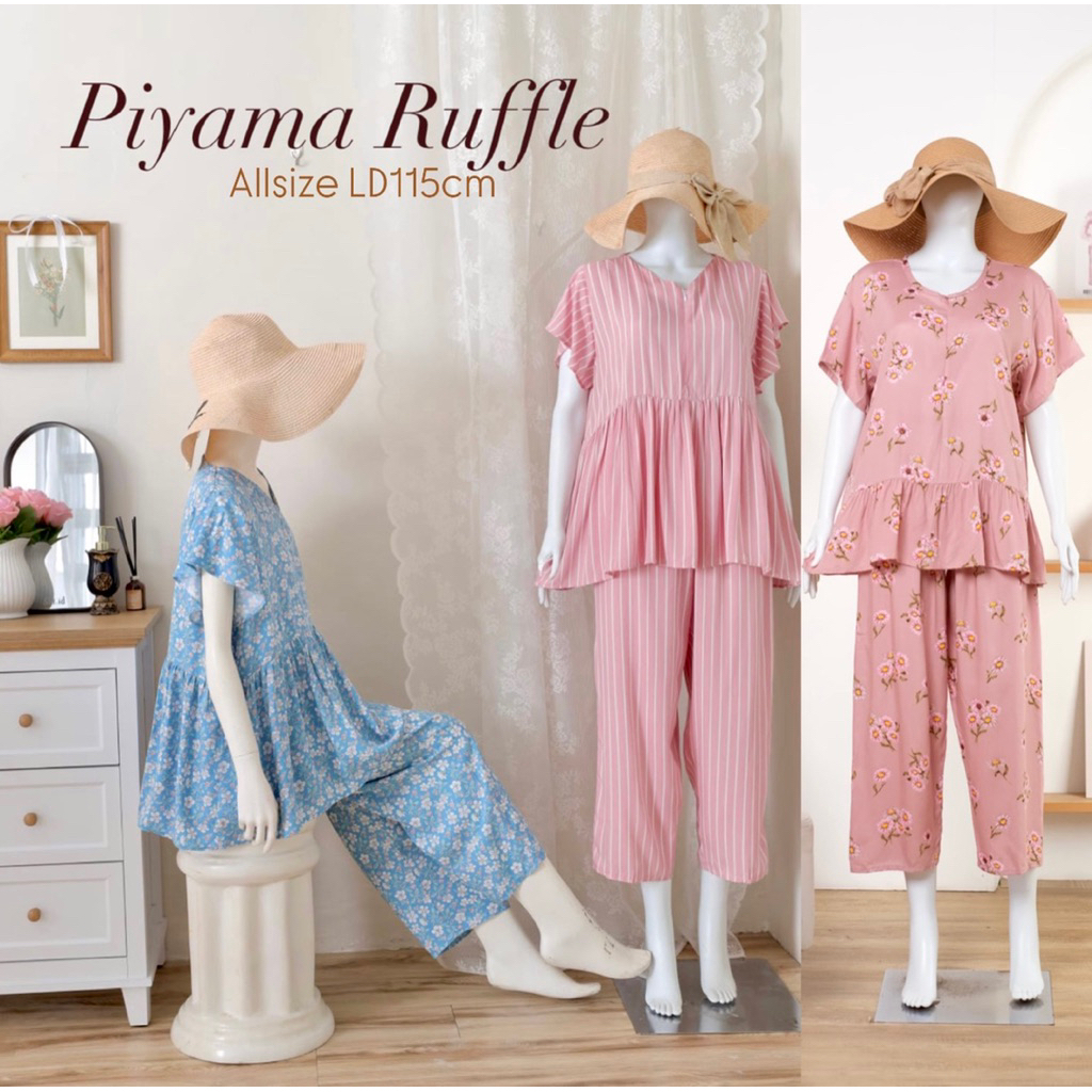 Jual [ONE SET BABYDOLL] PIYAMA BUSUI CANTIK MODE RUFFLE | SET PAJAMAS ...