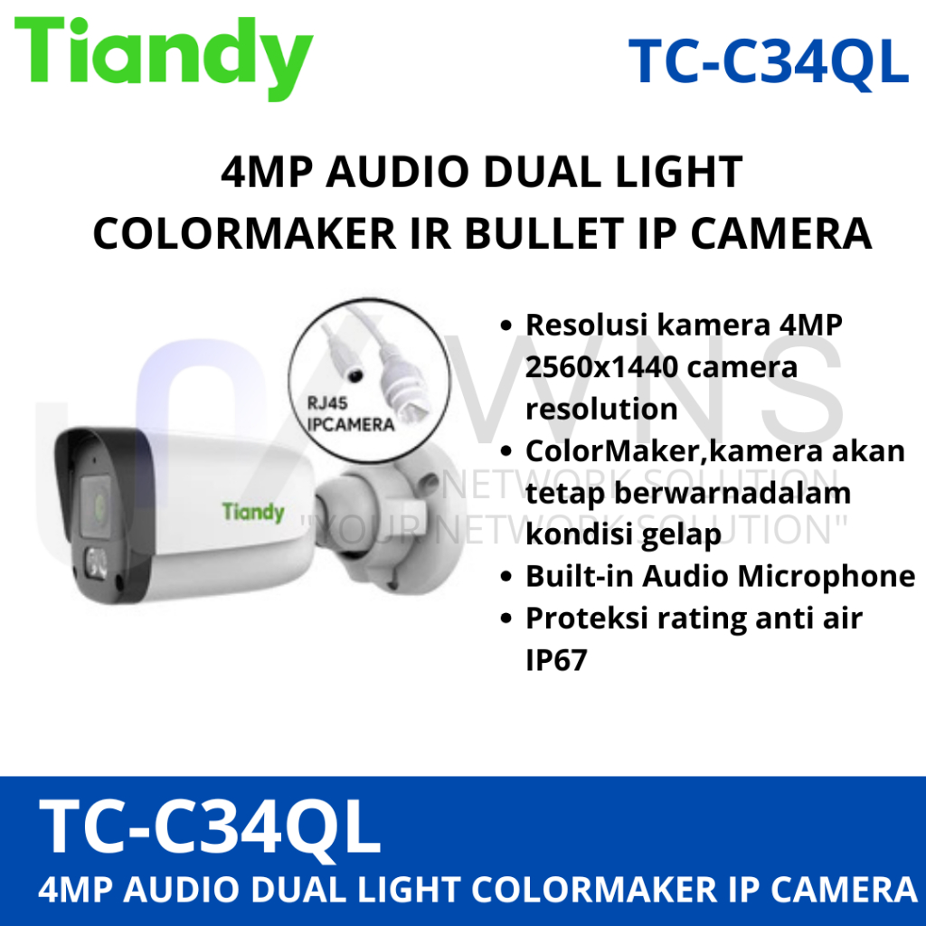 Jual IPCCTV OUTDOOR TIANDY TC-C34QL 4MP AUDIO DUAL LIGHT COLORMAKER ...