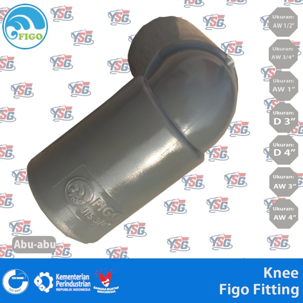 Jual Knee Figo PVC AW Fitting 1/2" 3/4" 1" - Keni Elbow PVC L Sambungan ...