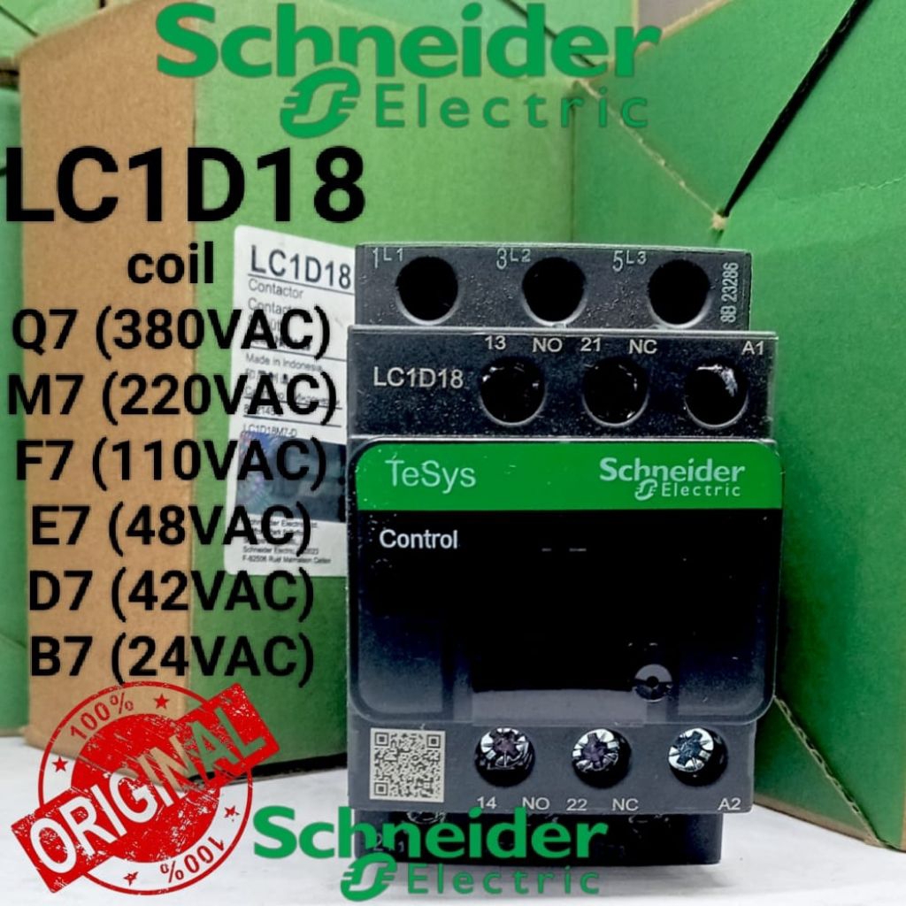 Jual kontaktor contactor schneider LC1D18E7 / lc1d18e7 48v 32a 3p ...