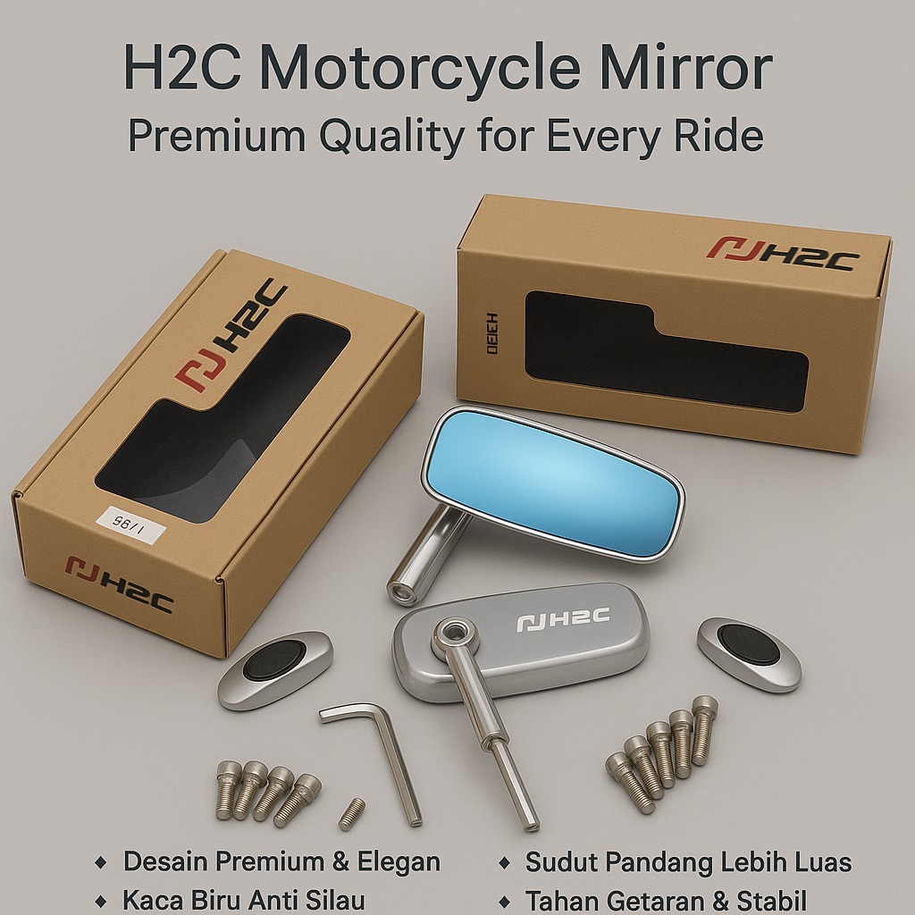 Jual Spion Motor H2C Original Universal Vietnam Kaca Biru (Hitam ...