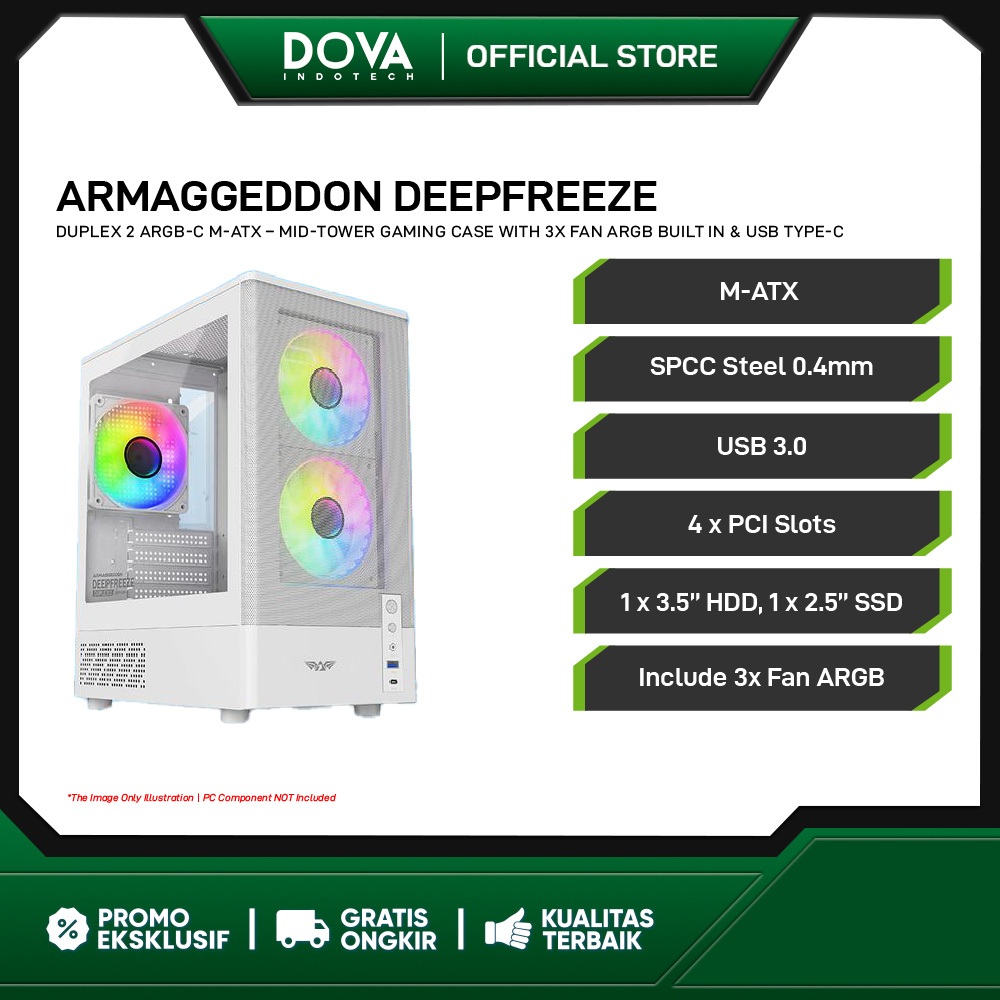 Jual Casing PC Gaming Armaggeddon DeepFreeze Duplex 2 ARGB-C M-ATX ...