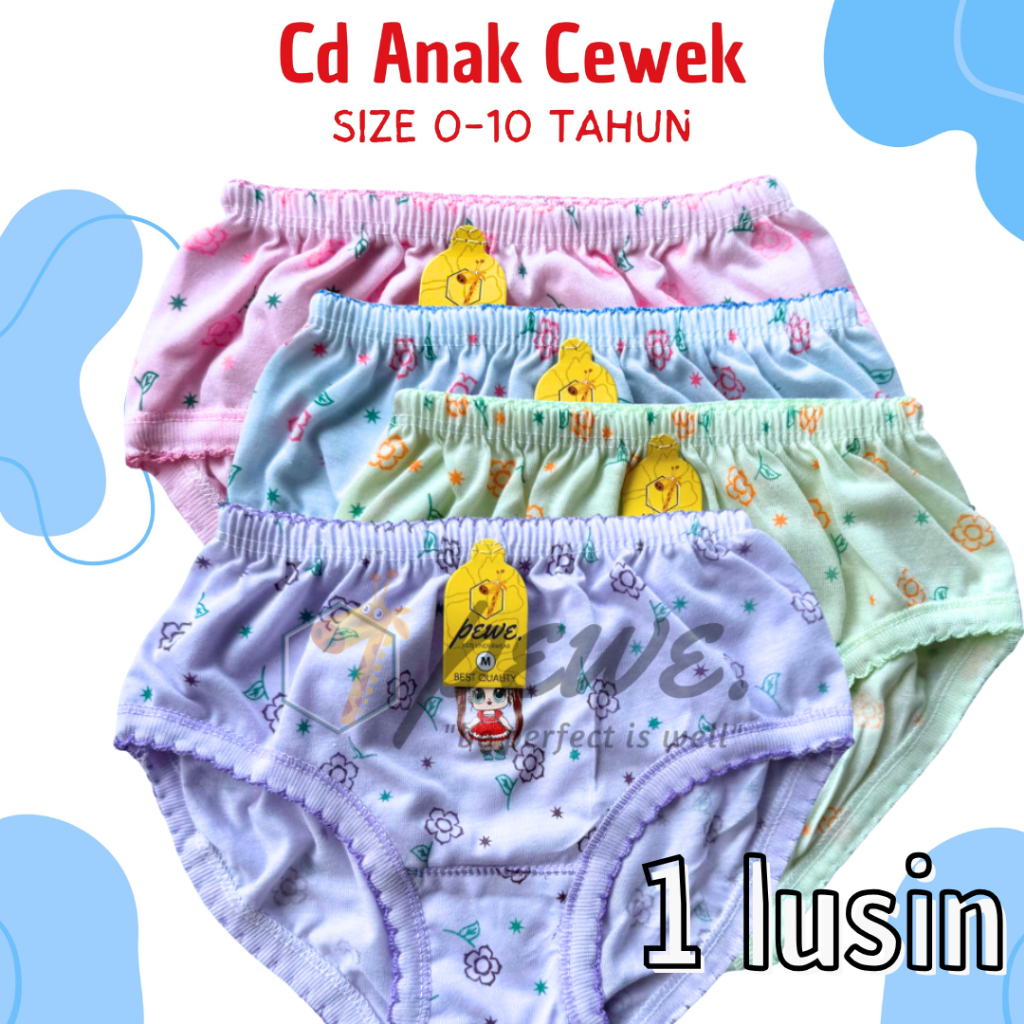 Jual 1 LUSIN Cd Anak Cewek Bahan Katun Adem Lembut Nyaman / Celana ...