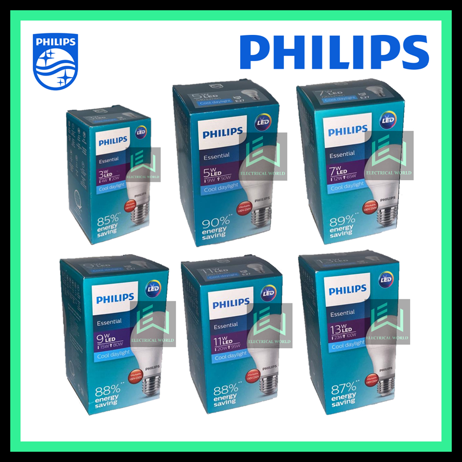 Jual Philips LED Essential 3 5 7 9 11 13 15 Watt W Putih Lampu Ess Bulb 3W 5W 7W 9W 11W 13W 15W ...