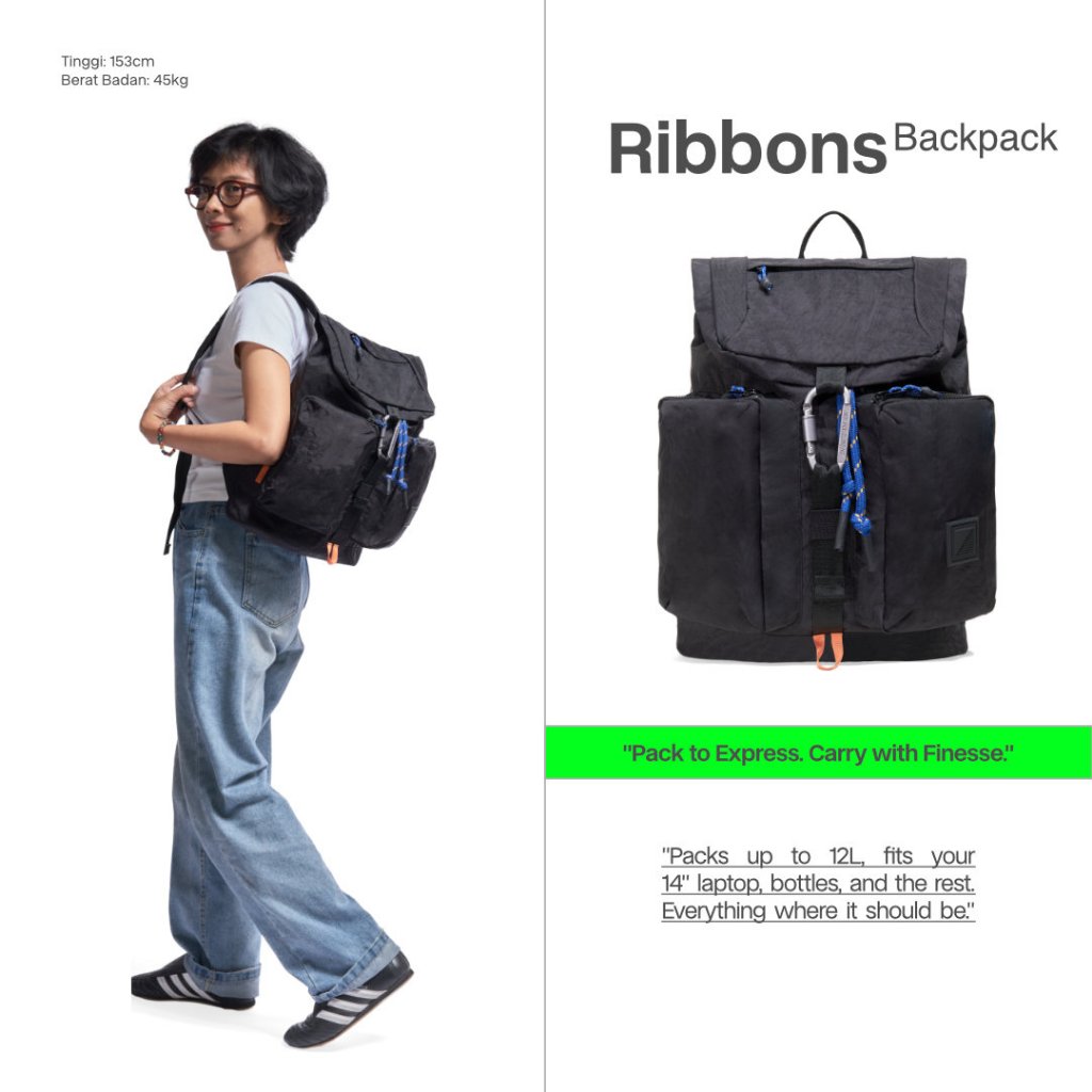Jual SYMA. Ribbons Backpack Black | Shopee Indonesia