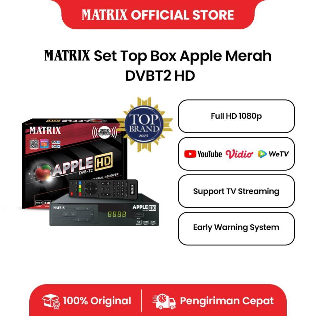 Jual Matrix Set Top Box Apple Merah DVBT2 HD Full 1080p MATRIX Set Top ...