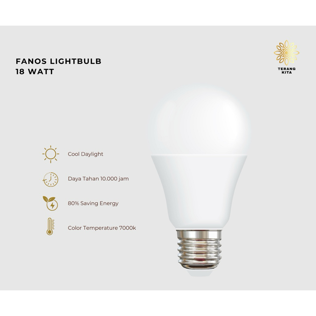 Jual Fanos Eco 18 WATT Lampu LED Bohlam Cahaya Putih Cool Daylight | Shopee Indonesia