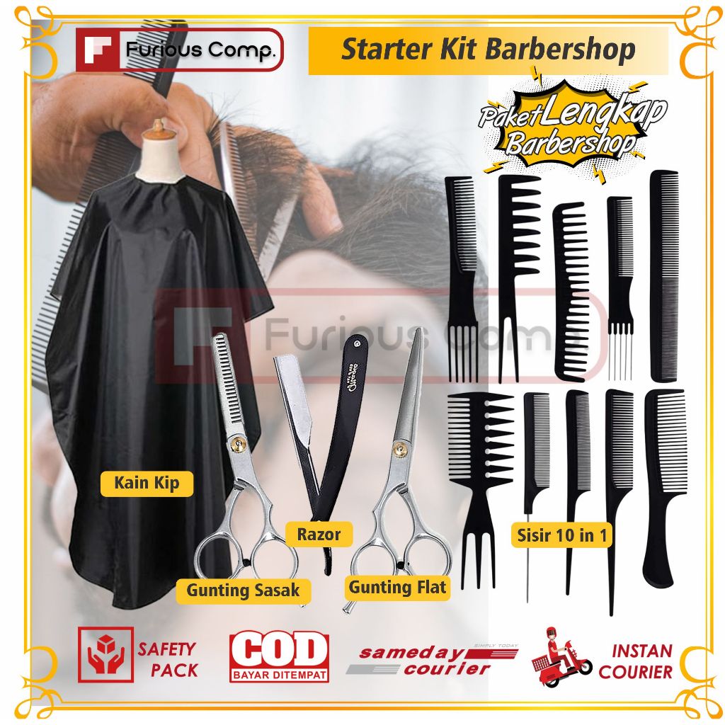 Jual Starter Kit Gunting Rambut Gunting Sasak Stainless Sisir Set ...