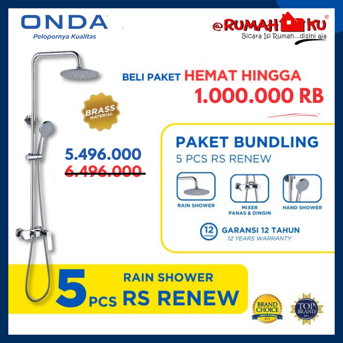 Jual 5 PCS ONDA Rain Shower Full Set Mixer Panas Dingin RS RENEW ...