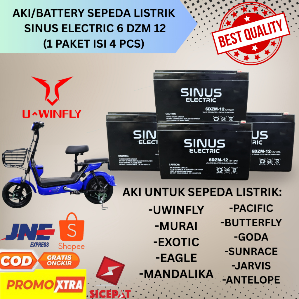 Jual Aki/Battery Sepeda Listrik Uwinfly,Murai,Exotic,Mandalika,Pacific ...