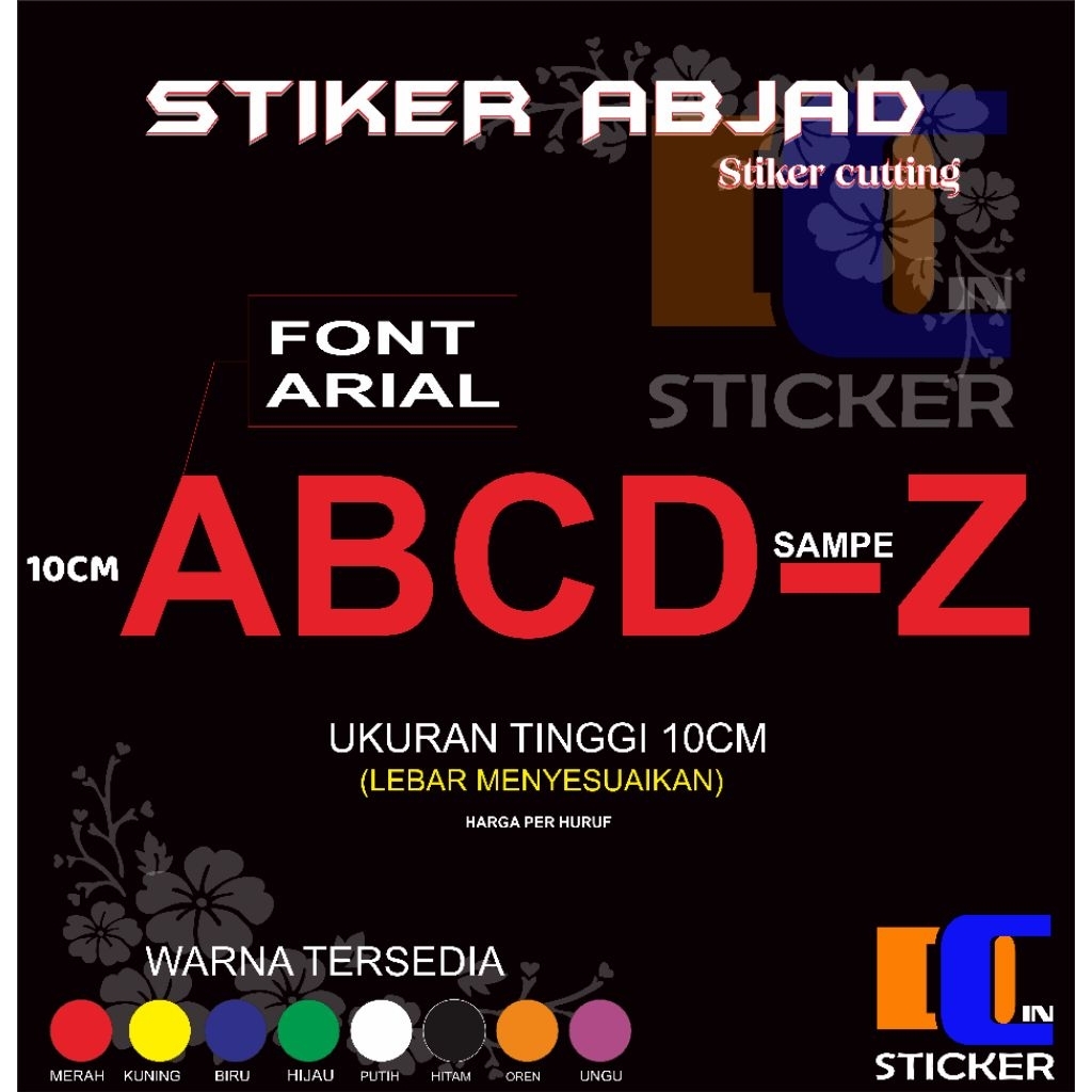 Jual stiker abjad ukuran 10cm ,baca deskripsi,warna lain chat admin ...