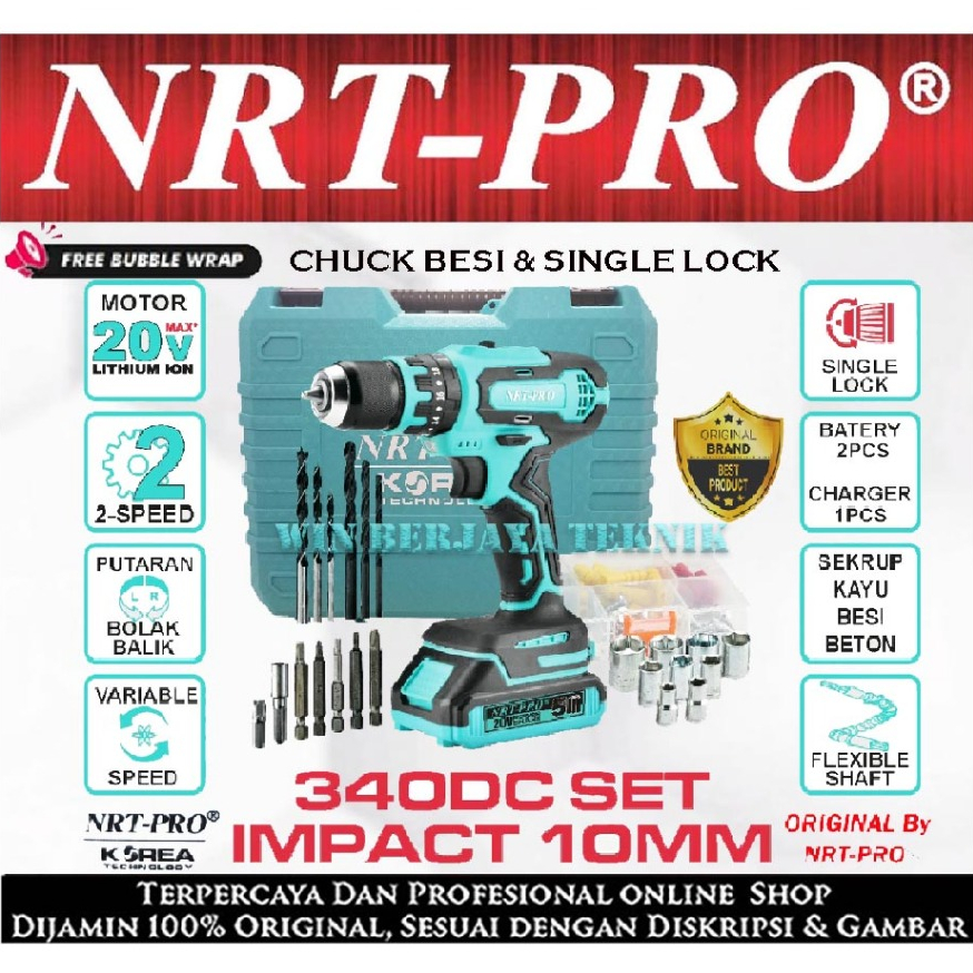 Jual NRT-PRO DC340 Bor Cordless Drill Baterai Tangan Beton Impact ...
