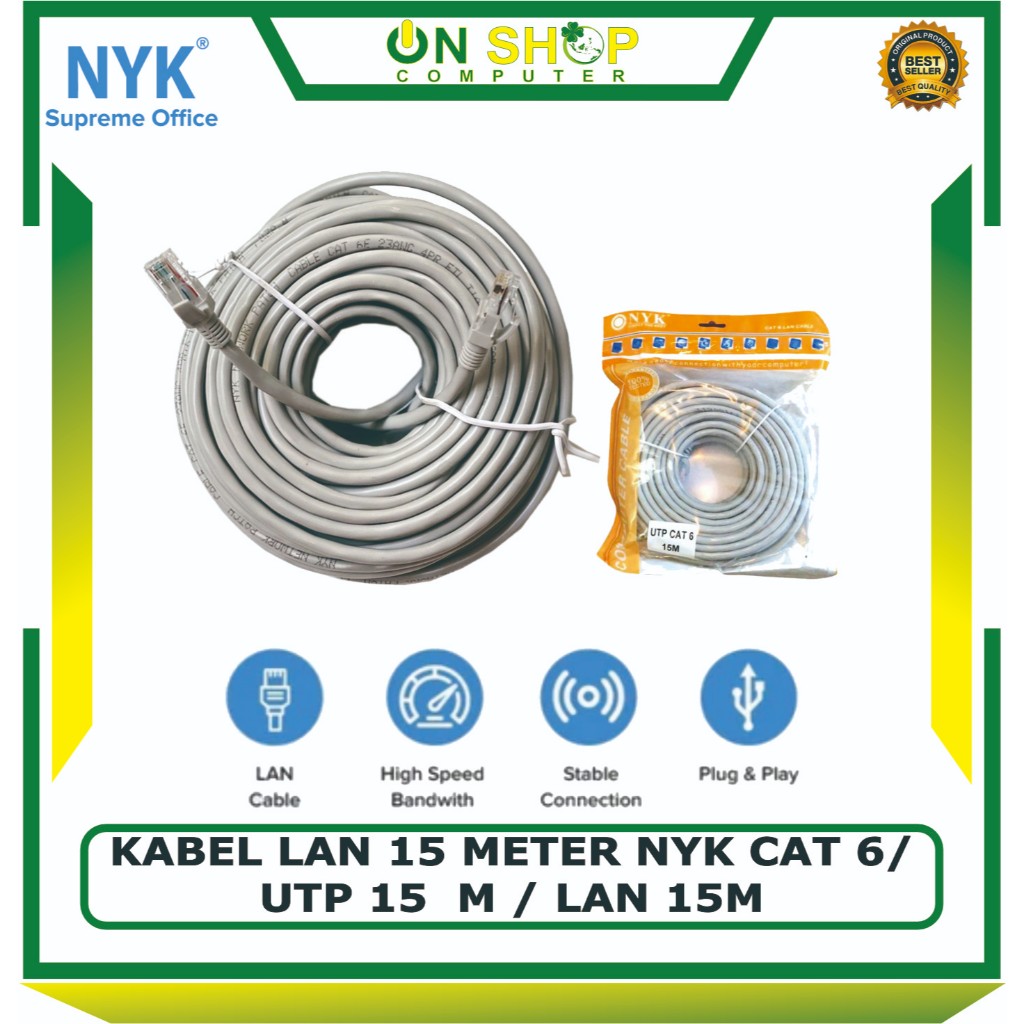 Jual KABEL LAN 15 METER NYK CAT 6 / UTP 15 M / LAN 15M | Shopee Indonesia