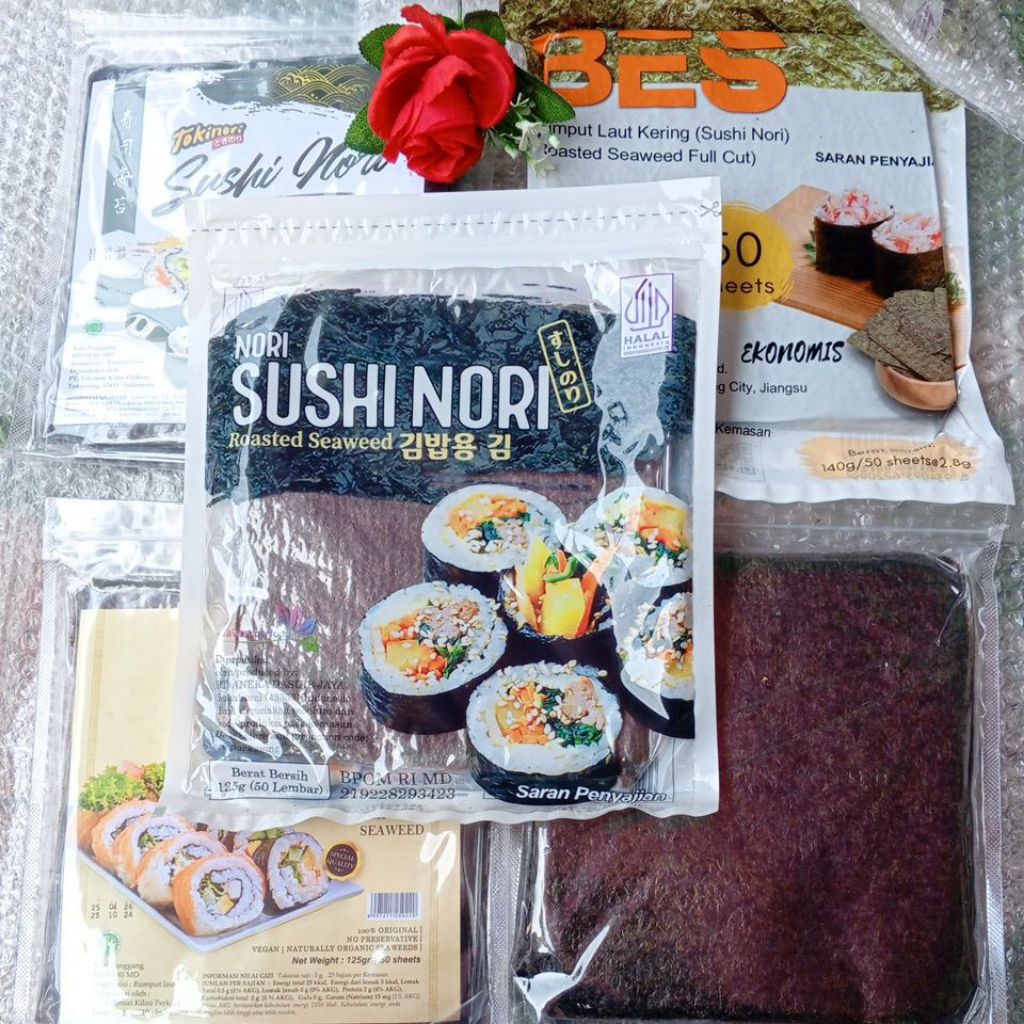 Jual PROMO Nori Sushi Halal Rumput Laut non msg isi 50 lembar nori java ...