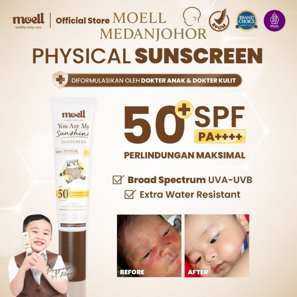 Jual Moell - 100% PREMIUM PHYSICAL SUNSCREEN SPF 50+ ( PA++++) 30 GRAM ...