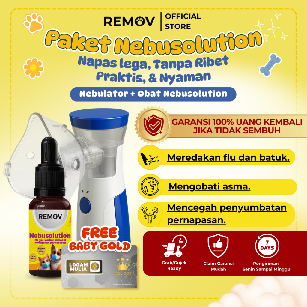 Jual Remov Paket Nebusolution & Alat Nebulizer Uap Pet Portable Flu ...