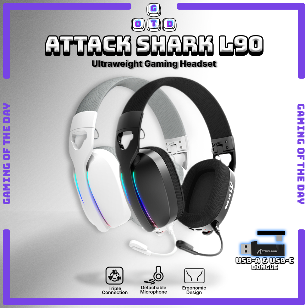 Jual ATTACK SHARK L90 Foldable RGB Ultra-Light Tri-Mode Wireless Gaming ...