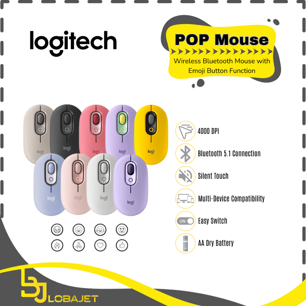 Jual LOGITECH POP Mouse - Wireless Bluetooth Mouse with Emoji Button ...