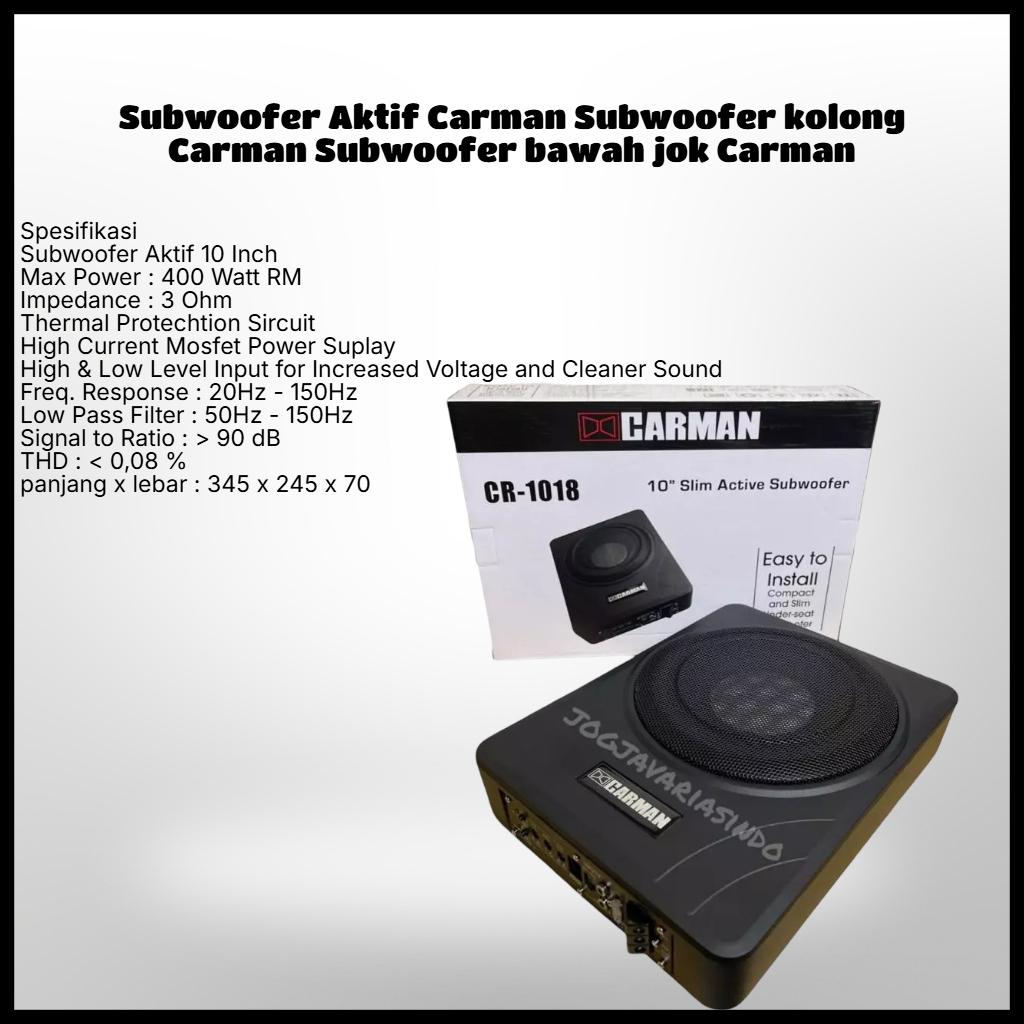Jual Subwoofer Aktif Carman Subwoofer kolong Carman Subwoofer bawah jok ...