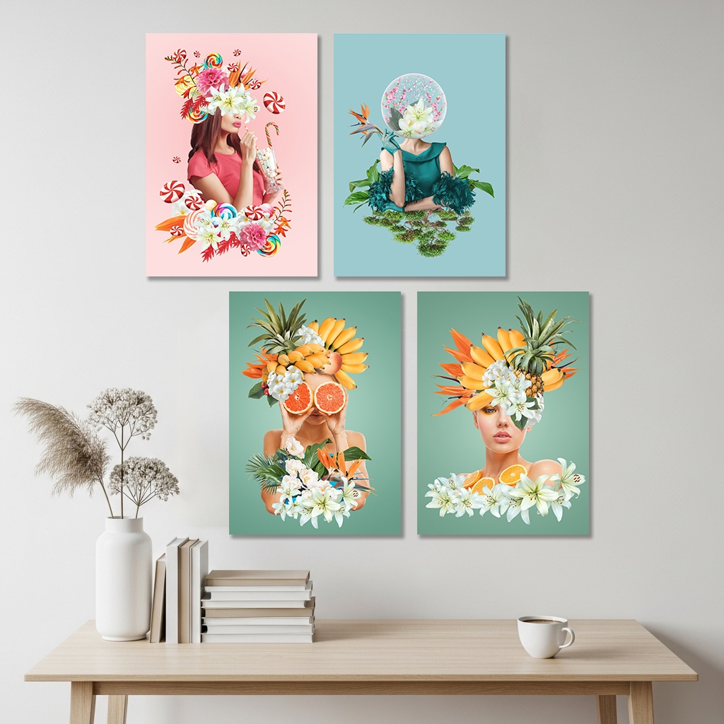 Jual Hiasan Dinding Poster Wanita Bunga Surealisme Artistik Wall Decor ...