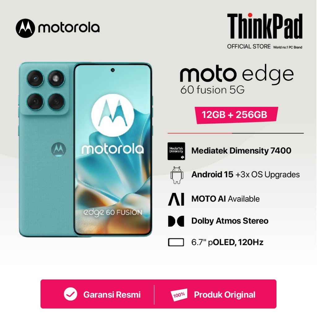 Jual Motorola Edge 60 Fusion 5G 12/256GB 6.7 inch 4D Curved Display Gorilla Glass 7i Dimensity ...