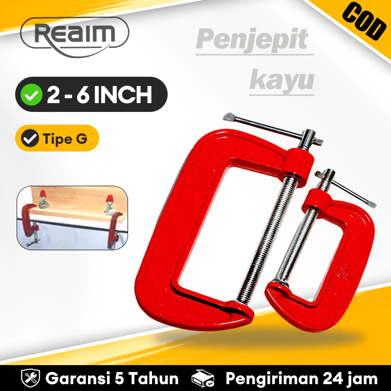 Jual REAIM Clamp Penjepit Kayu 2" - 6" G Clamp Metal Tukang Kayu Tukang ...