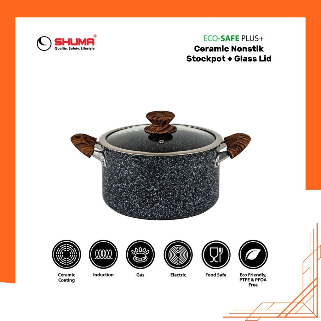 Jual Panci STOCK POT 22CM+GLASS LID Eco-Safe Plus Nonstick SHUMA ...