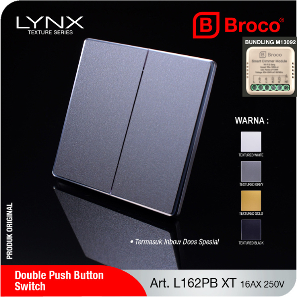 Jual [BUNDLING] BROCO LYNX Saklar Tekan Ganda L162PB + Double Dimmer ...