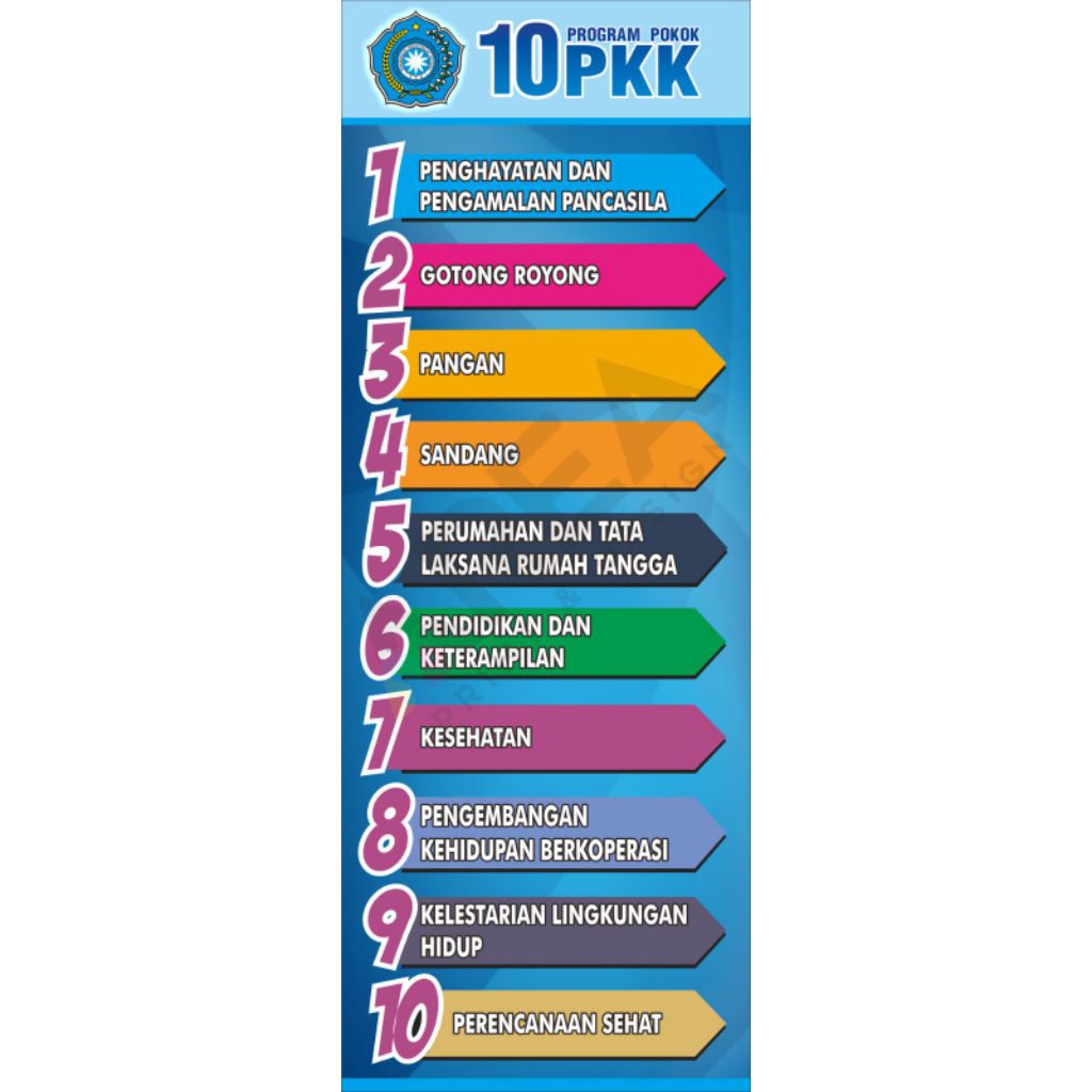 Jual mmt banner 10 program pokok PKK dan Hatinya PKK ukuran 60x160 cm ...