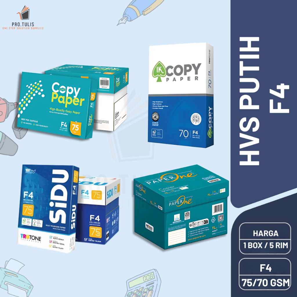 Jual (5 RIM) Kertas HVS F4 70/75 GSM. ProTulis | Shopee Indonesia