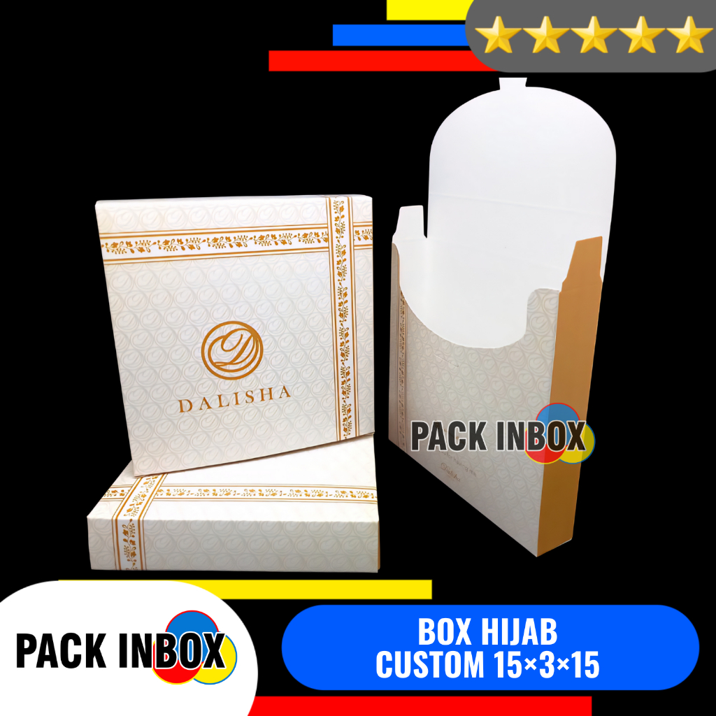 Jual BOX HIJAB CUSTOM DESAIN FULL COLOR 15×3×15 BOX JILBAB 15x3x15 ...
