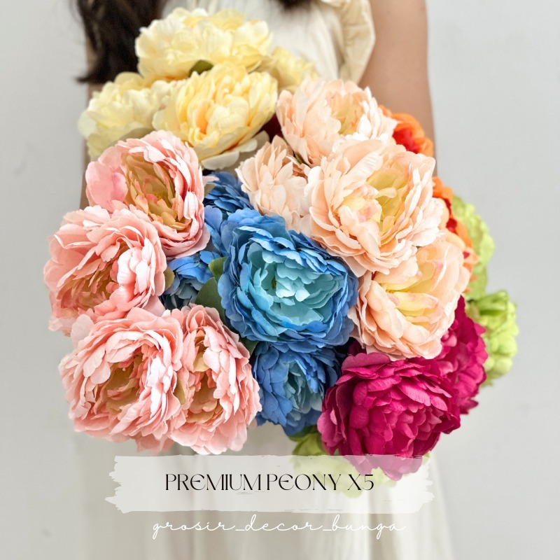 Jual PEONY JUMBO PREMIUM X5 Bunga Palsu Buatan plastik buket bunga ...