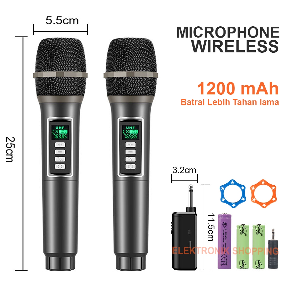 Jual Microphone Wireless Rechargeable Karaoke Receiver – Hi-Fi Sound ...