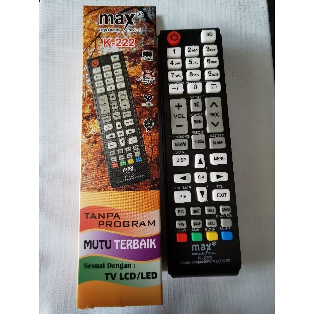 Jual REMOTE TV UNIVERSAL Max 222 remot untuk segala merk LG SAMSUNG SHARP TOSHIBA POLYTRON SANYO ...