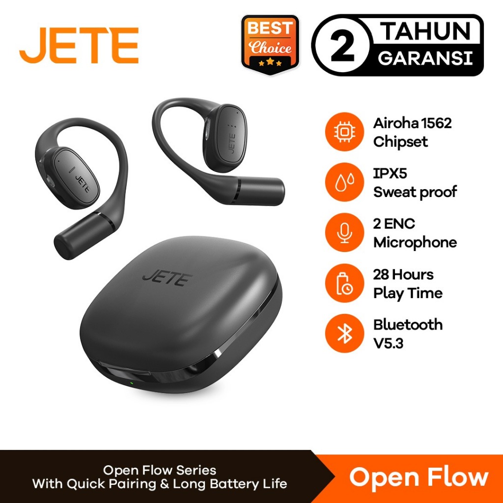 Jual OWS Headset Lari Open Ear JETE Open Flow ENC 2 Mic IPX 5 - Garansi ...