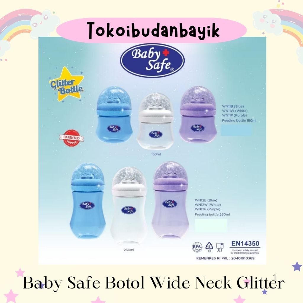 Jual Baby Safe Botol Susu Anak Bayi Gliter 125ml Dan 250ml Wide Neck ...