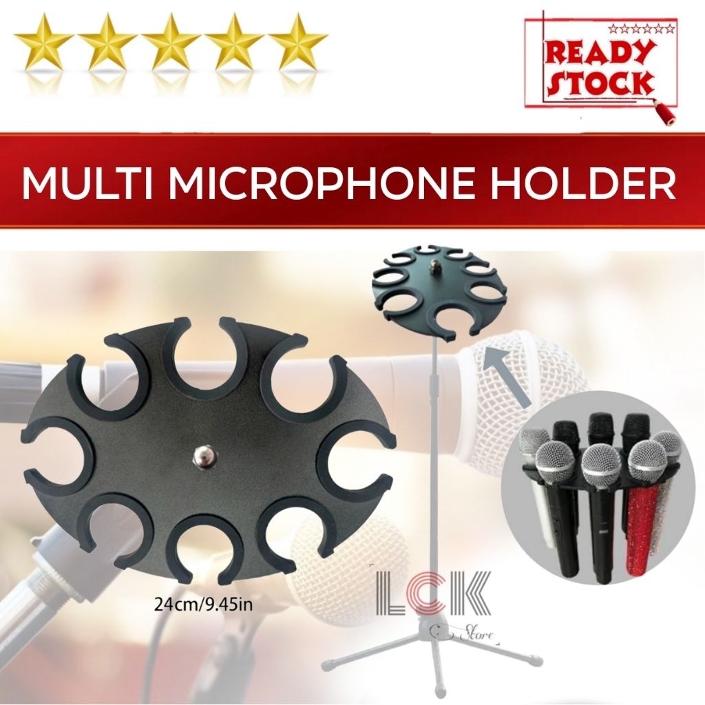 Jual Metal Multi microphone holder organiser Round mic Storage stand ...