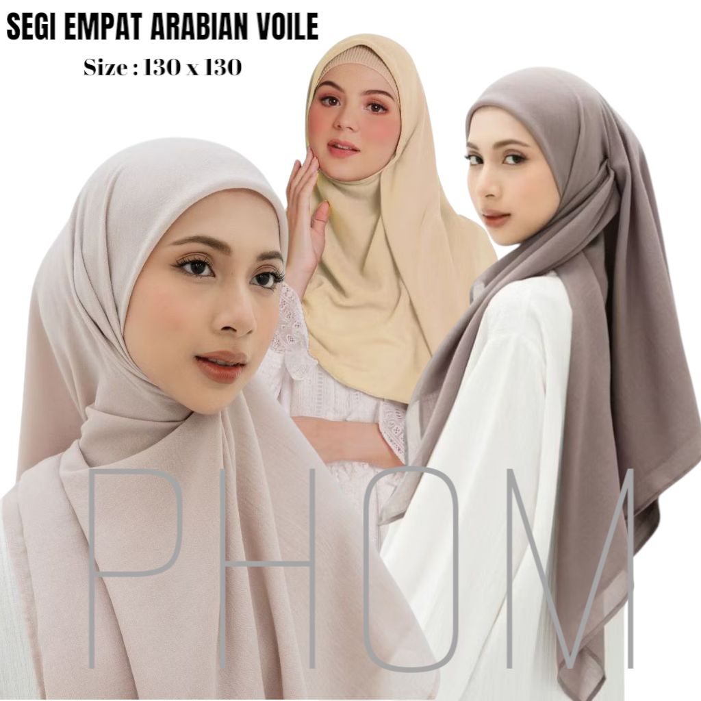 Jual Hijab Segi Empat Arabian Viscose Premium130 cm x 130 cm | Segi ...