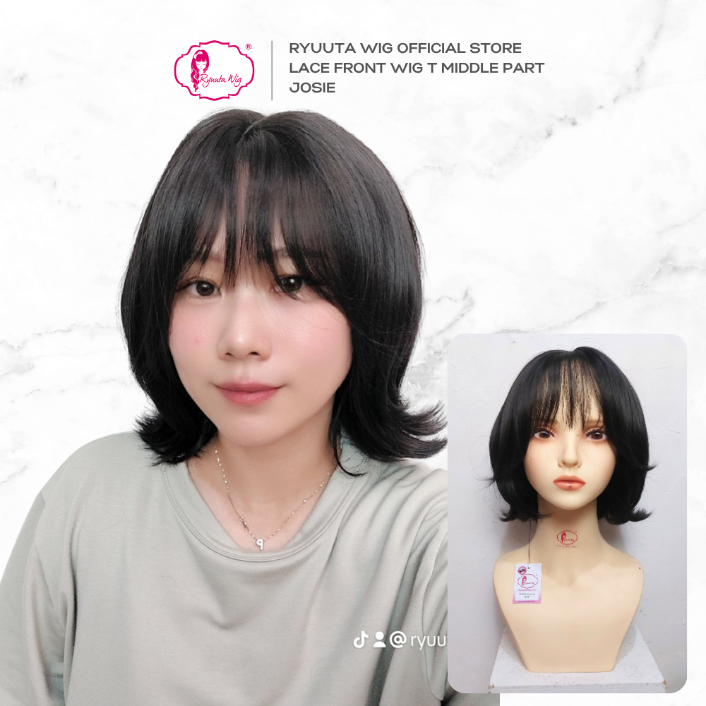 Jual Ryuuta Wig Lace Front Wig Bob Pendek Korean Style Josie Hitam ...