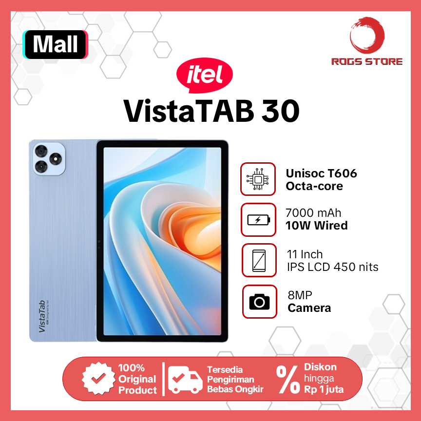 Jual ITEL VistaTab 30 Tablet 10.1 Inci 4GB 128GB Blue Android 13 4G LTE ...