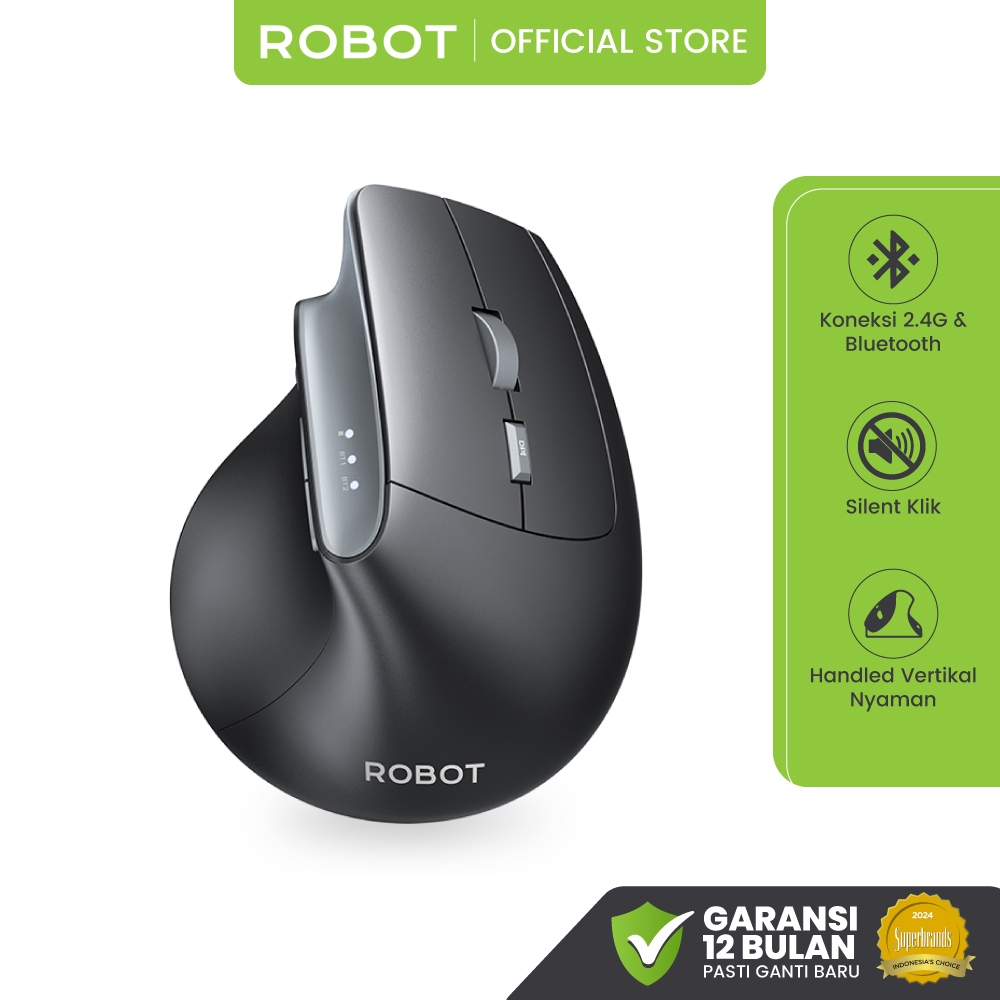 Jual ROBOT Guru Master 2 Mouse Wireless Vertikal Ergonomis Bluetooth ...