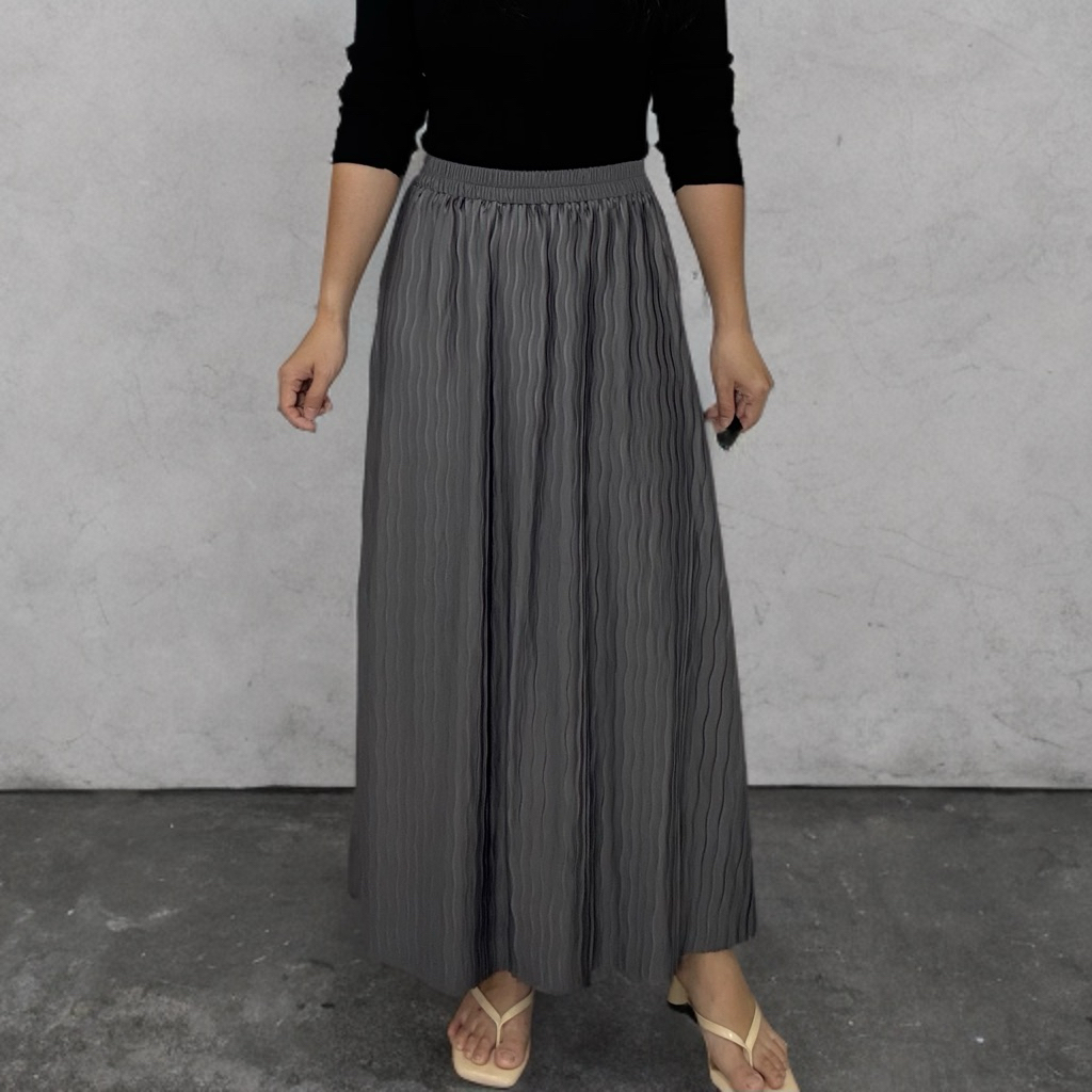 Jual SORA SKIRT CALITHA ROK PLISKET GELOMBANG JUMBO ROK FLARE WANITA ...