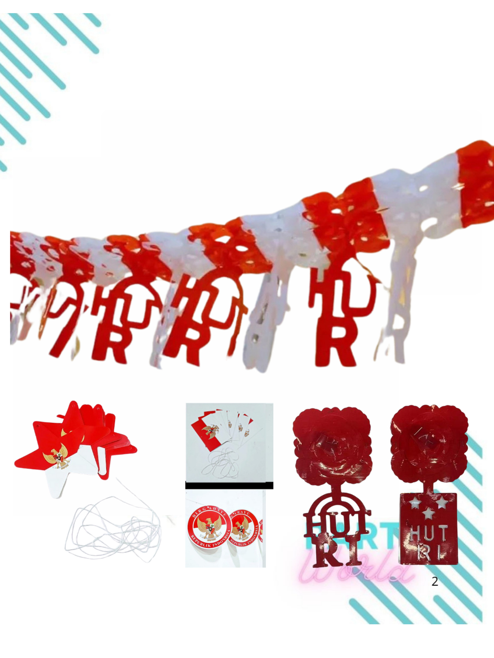 Jual Garland Merah Putih Tarik Hiasan Kertas Dekorasi Dirgahayu Hut Ri ...