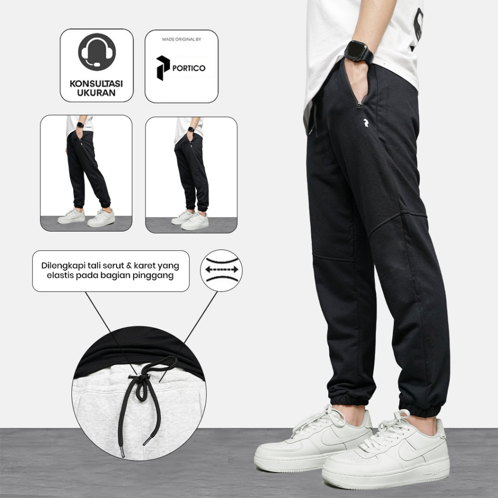 Jual PORTICO - Basic Jogger Logo Sweatpants - Terry - Celana Pria ...