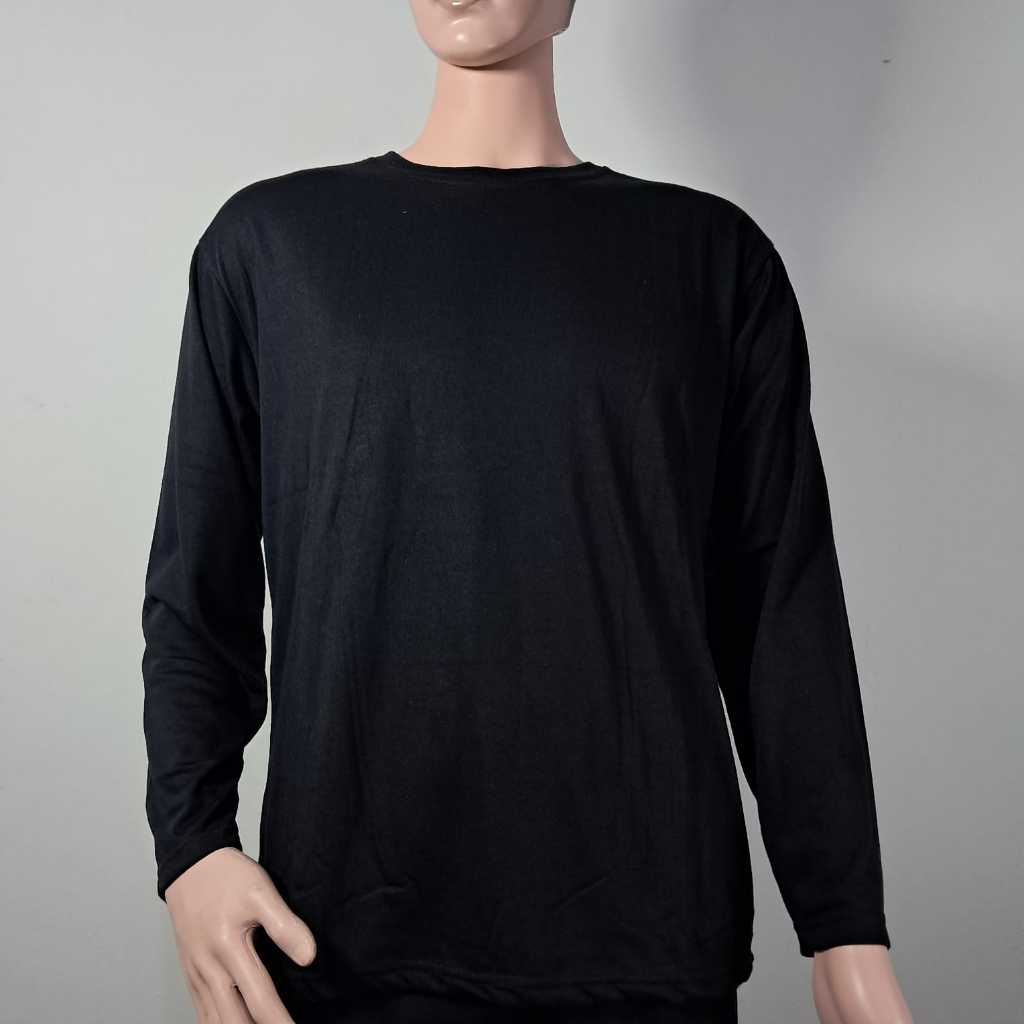 Jual (Hitam) Kaos Polos Lengan Panjang Polos Soft Katun Combed 30s Pria ...