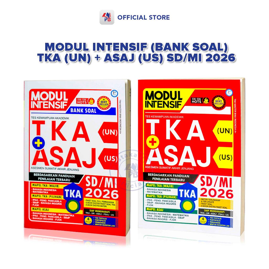 Jual Buku Ujian SD/Mi 2026 / Modul Intensif TKA (UN) + ASAJ (US) Dan Bank Soal SD/MI 2026 / EDU ...