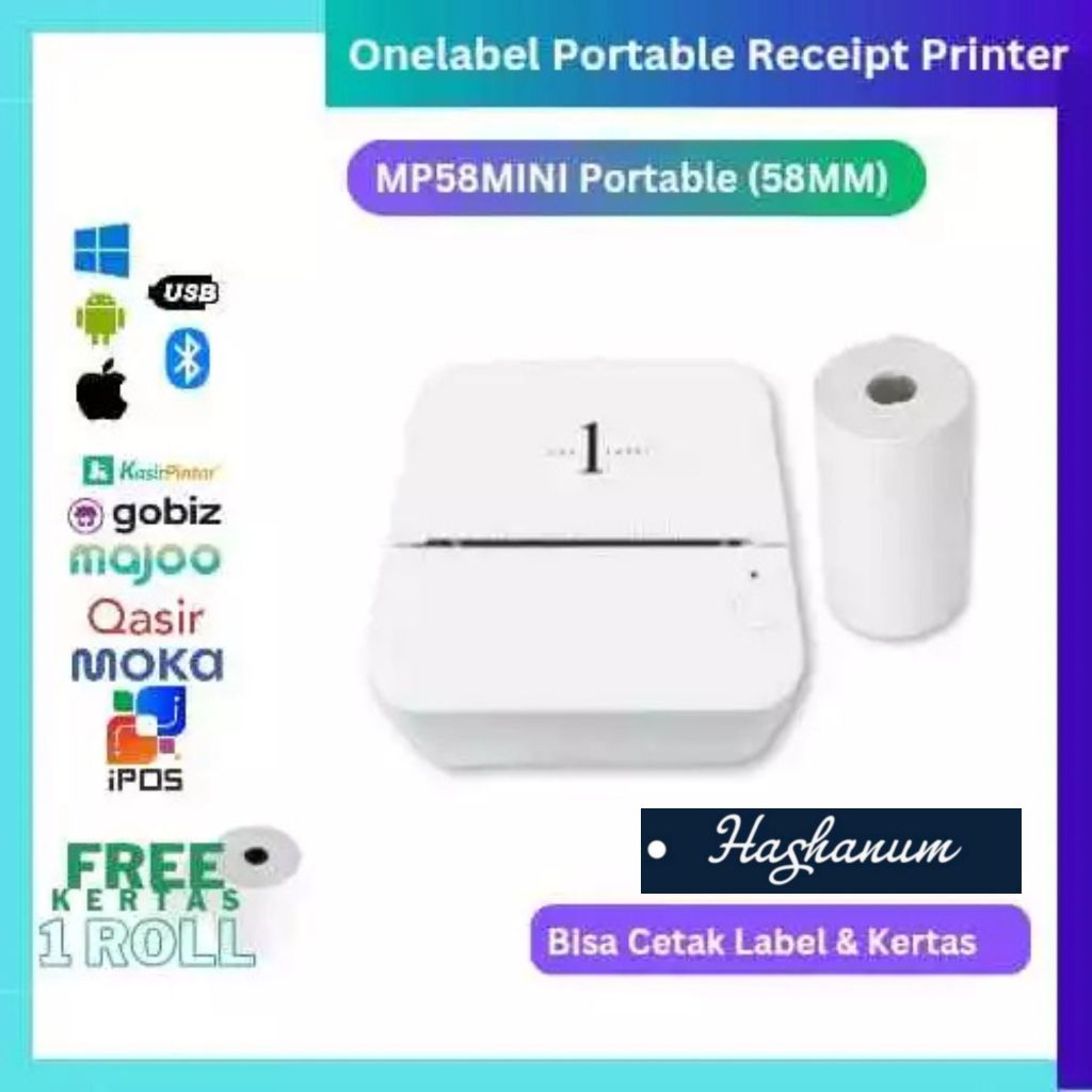 Jual HASHANUM - Printer Thermal Bluetooth 58MM PORTABLE THERMAL BATERAI KASIR Pocket Mini ...