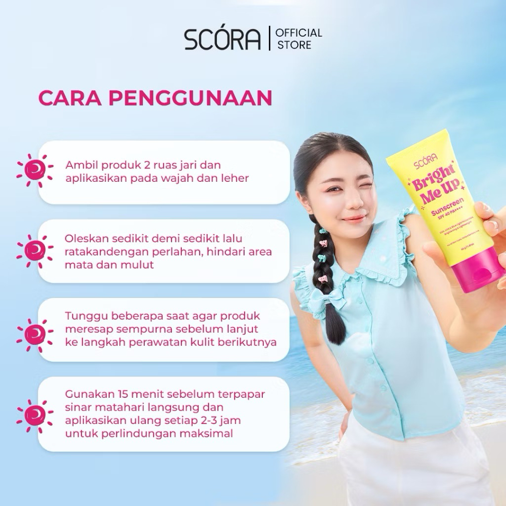 Jual SCORA BRIGHT ME UP SUNSCREEN SPF 40PA++++ 40gr | Shopee Indonesia