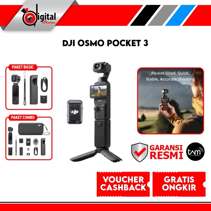 Jual DJI Osmo Pocket 3 - Pocket Gimbal Camera | 1-Inch CMOS & 4K/120fps | Shopee Indonesia