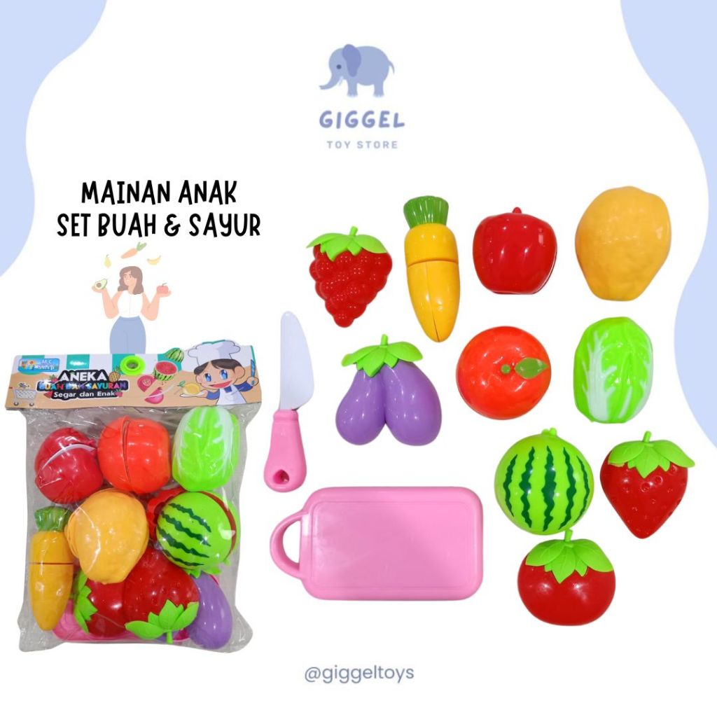 Jual [ Giggel ] Mainan Buah Potong / Mainan anak Buah Buahan set ...